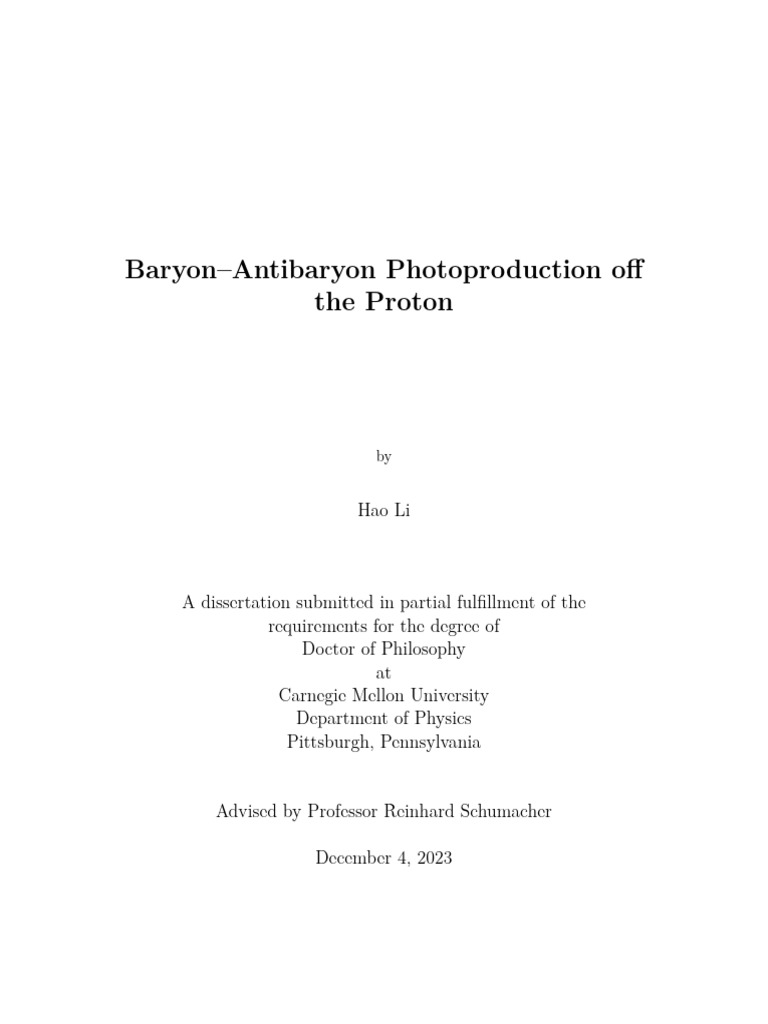 Thesis Hao Li | PDF | Hadron | Nuclear Physics