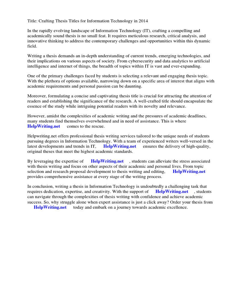 Thesis Titles For Information Technology 2014 | PDF | Thesis | Android ...