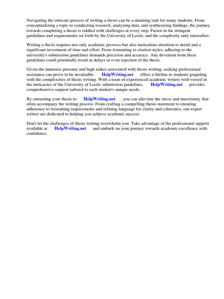 University Leeds Thesis Submission Guidelines | PDF | Psychology | Thesis