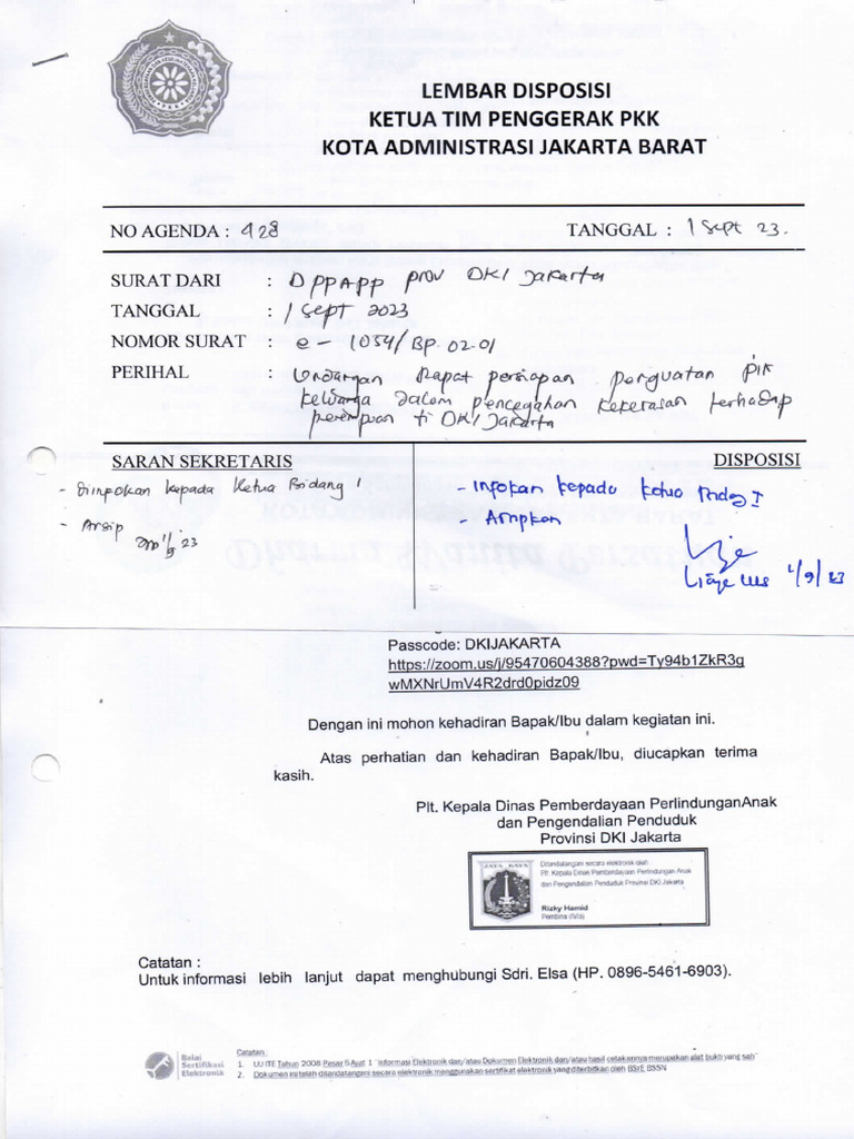 Contoh Hasil Disposisi | PDF