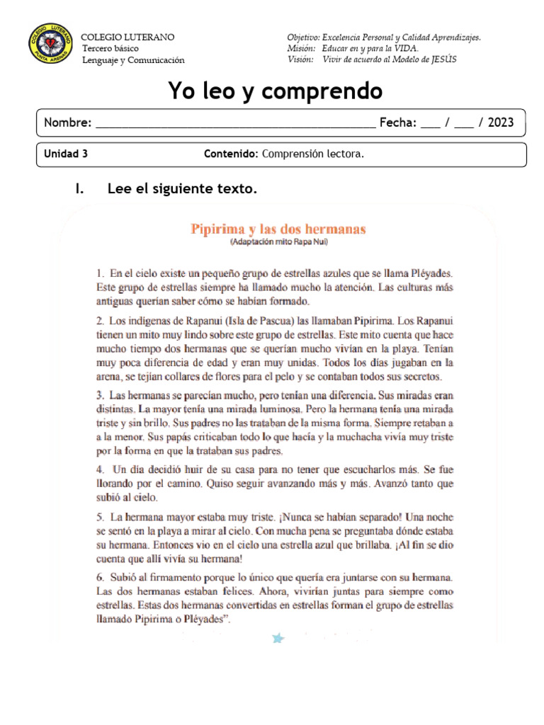Guía - Yo Leo y Comprendo - Segundo Semestre-2023 | PDF | Comprensión ...