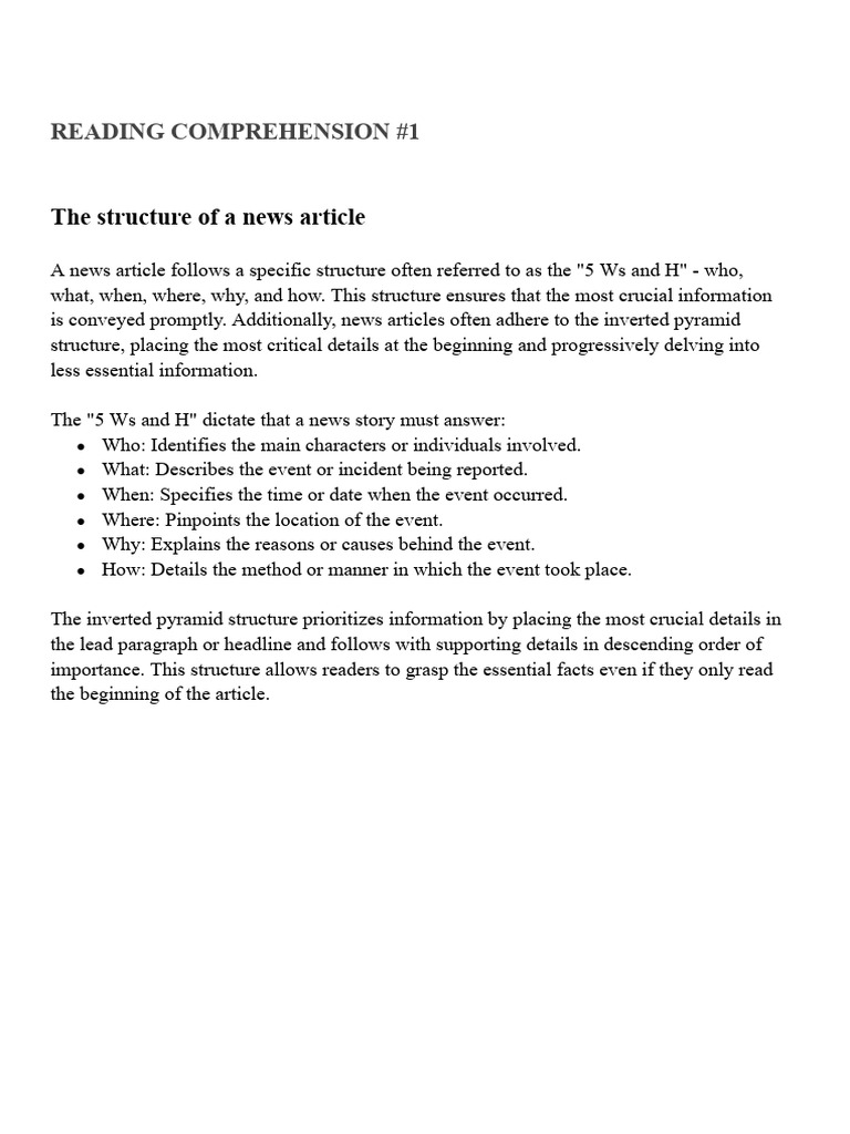 The Structure of A News Article | PDF | Journalism | News