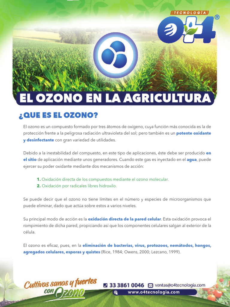 Ozono en La Agricultura | Descargar gratis PDF | Ozono | Agua