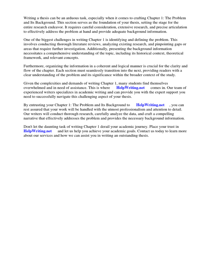 Thesis Chapter 1 The Problem and Its Background | PDF | Methodology ...
