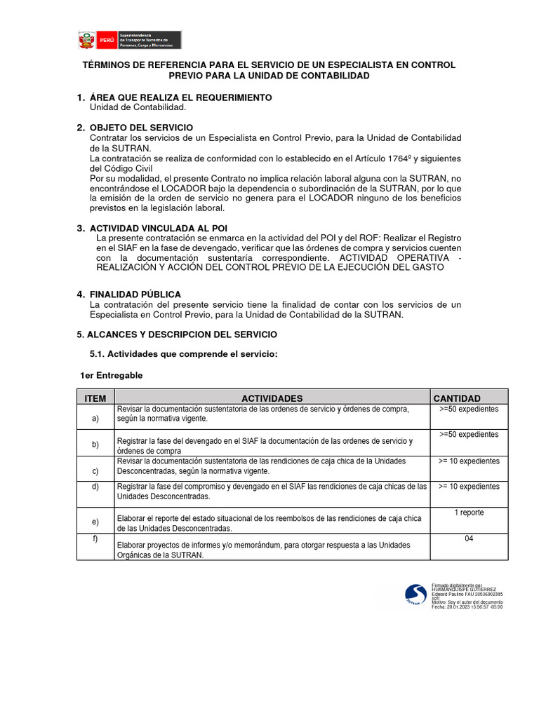 1.10 TDR Espec. en Control Previo 2023 Ok | PDF | Contabilidad | Corrupción política