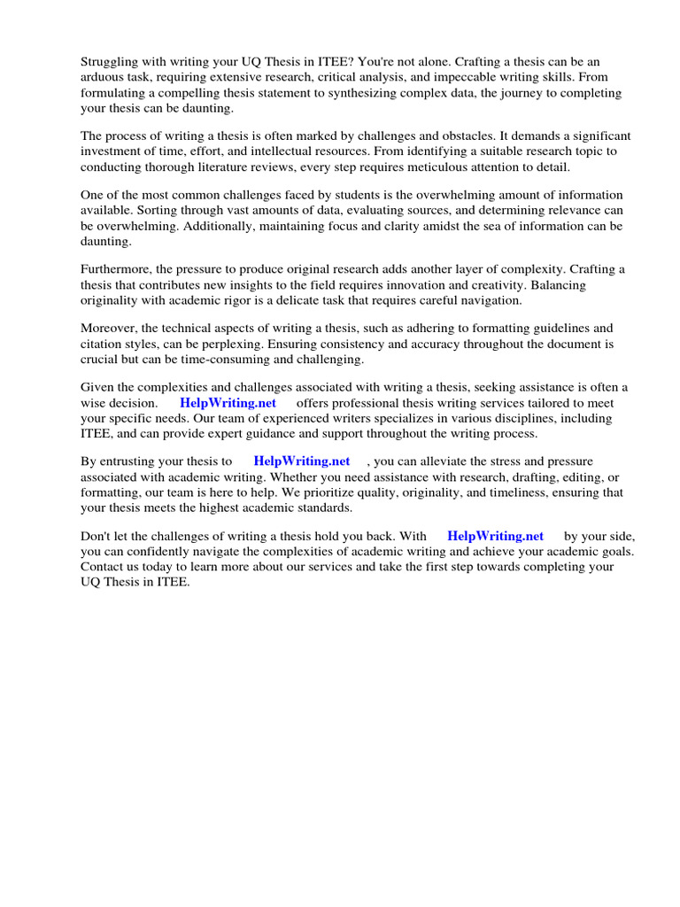 UQ ITEE Thesis Writing Help | PDF