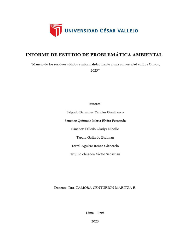 G07 - Informe Final de Problemática Ambiental | PDF | Residuos | Gestión de residuos