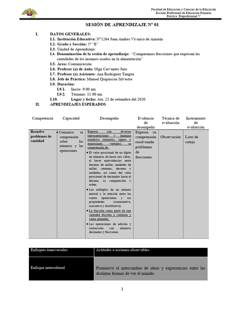 1 Sesión de Aprendizaje Ana Rodriguez | PDF | Aprendizaje | Ciencia cognitiva