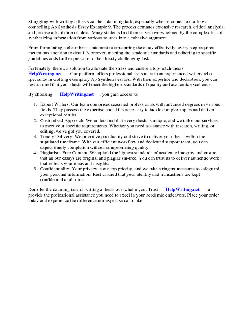 AP Synthesis Essay Example 9 | Download Free PDF | Essays | Thesis