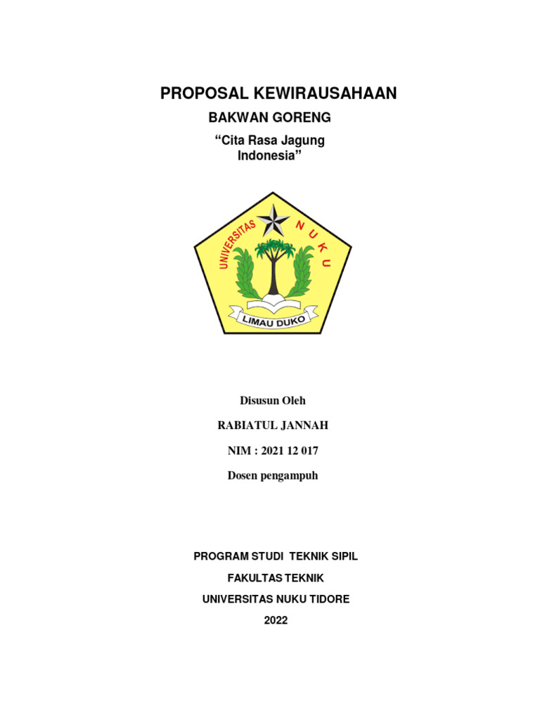 Proposal Kewirausahaan Rabiatul Jannah | PDF | Bisnis | Pengelolaan Keuangan & Uang