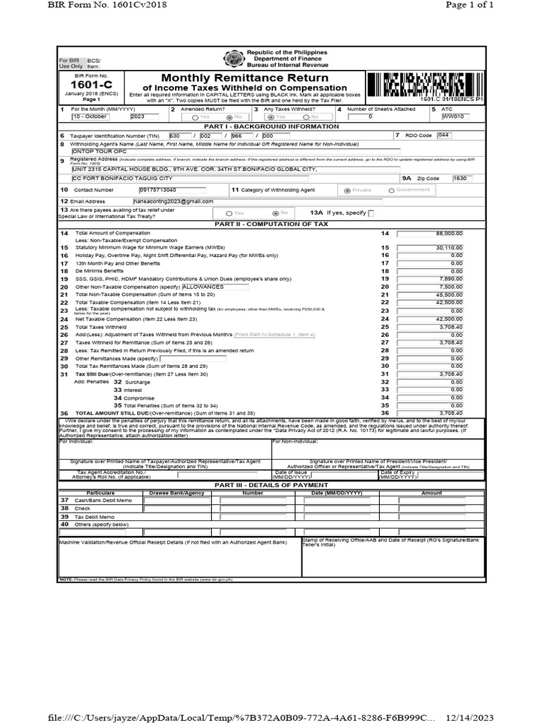 Bir 1601C Oct 2023 | PDF