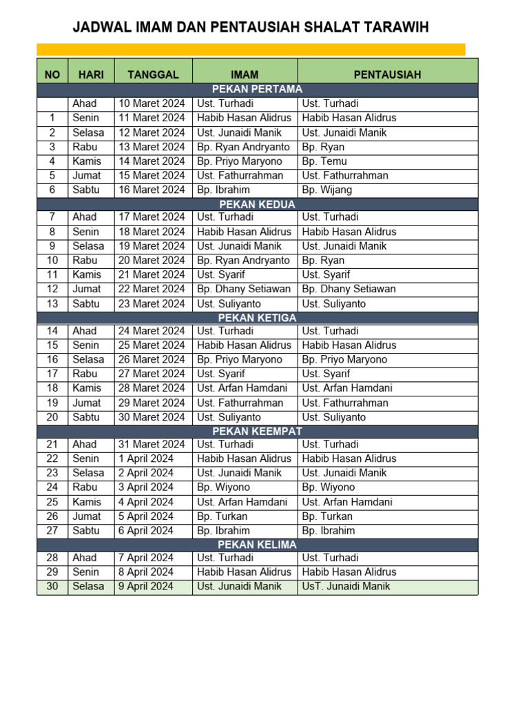 Jadwal Kegiatan Ramadhan 24 | PDF