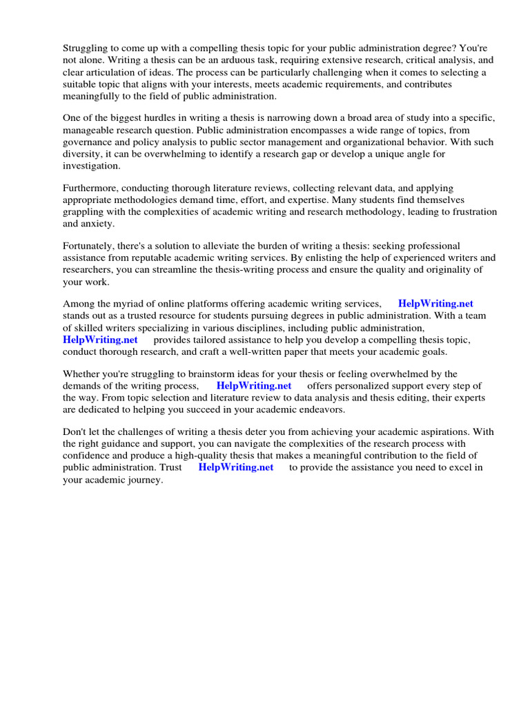 Thesis Topics For Public Administration | PDF