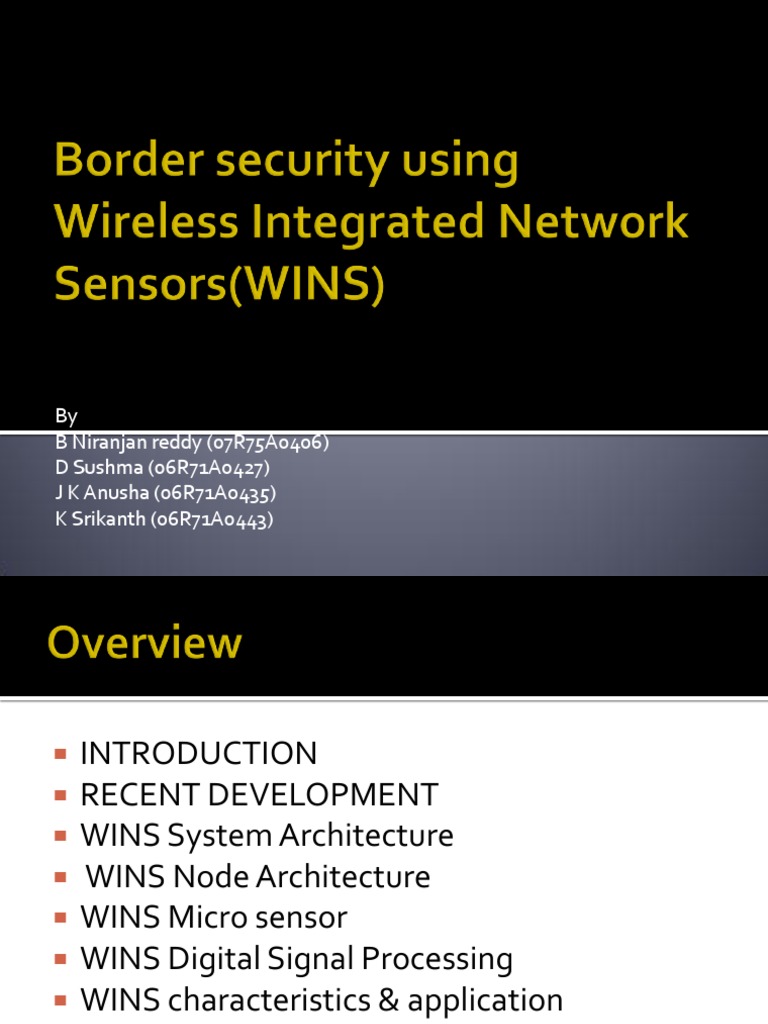 Border Security Using Wireless Integrated Network Sensor Ppt2 | PDF ...