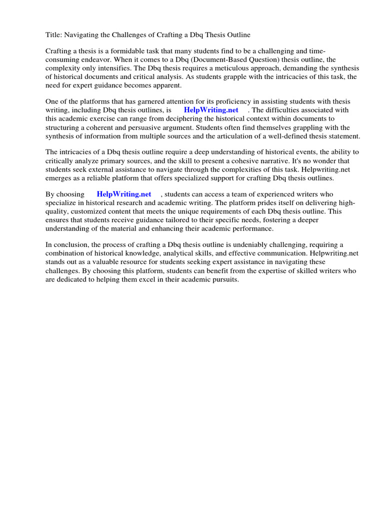 DBQ Thesis Outline | PDF