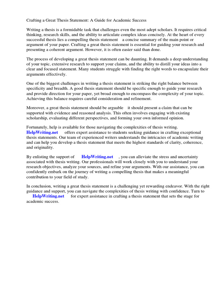 How to Make Great Thesis Statement | PDF
