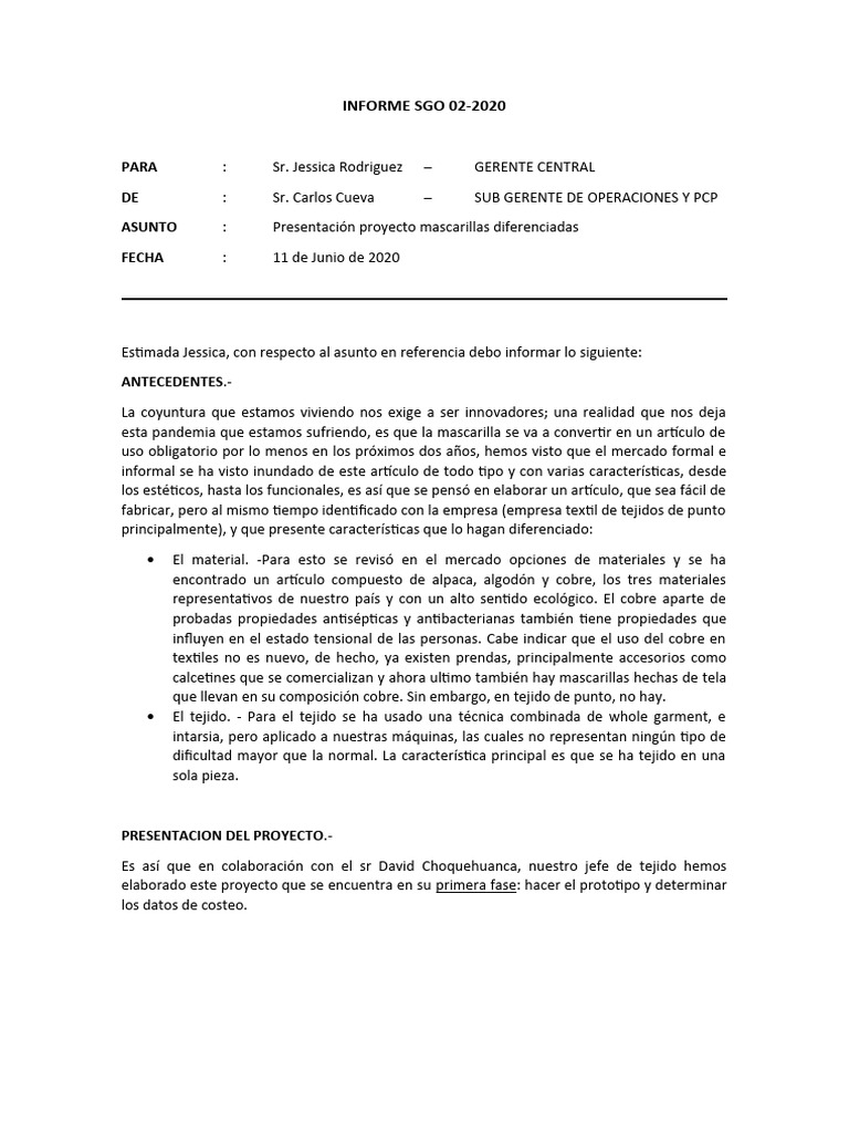 Ejemplo de Informe Empresarial | PDF