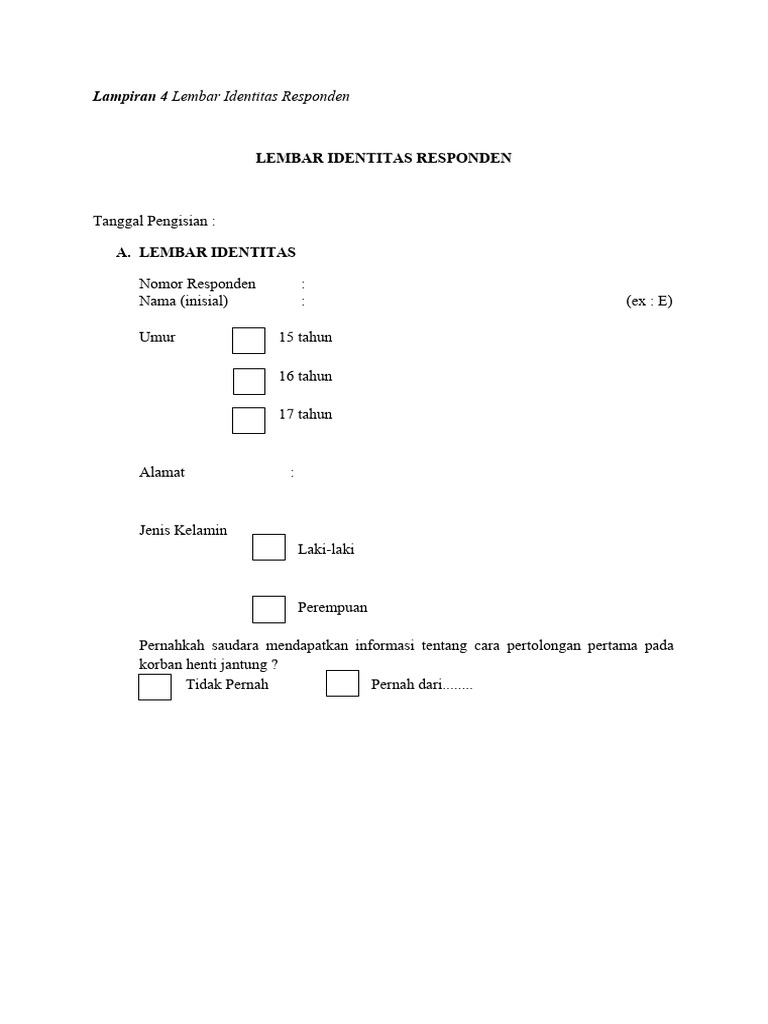 Lampiran 4 Lembar Identitas Responden | PDF