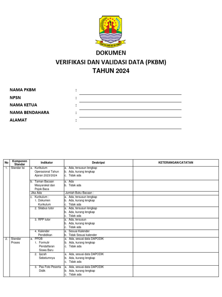 Instrumen Verifikasi 2024 | PDF