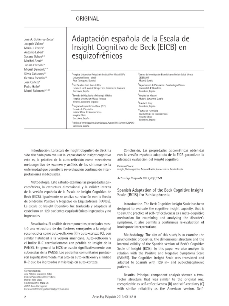 View of Spanish Adaptation of The Beck .. | PDF