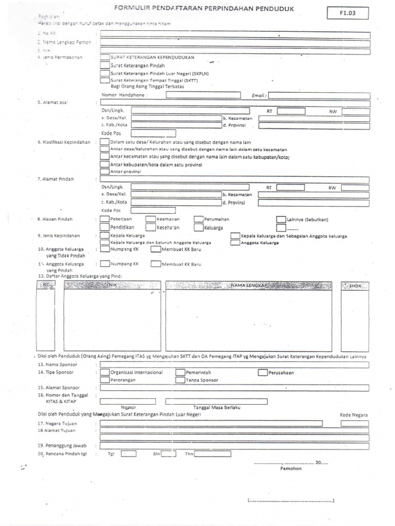 Formulir Pindah | PDF