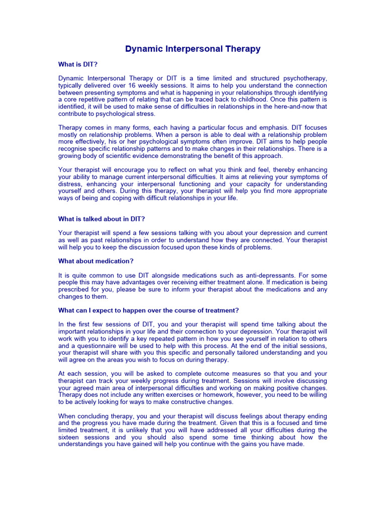 DIT Patient Information Sheet | PDF