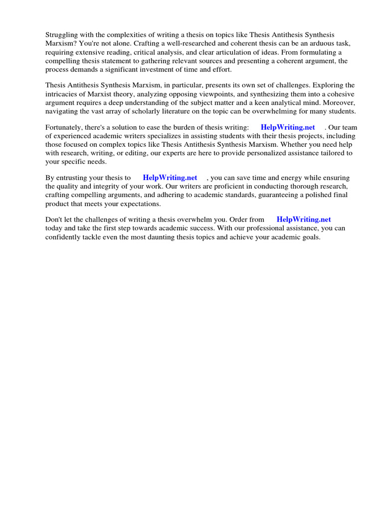Thesis Antithesis Synthesis Marxism | PDF | Dialectic | Georg Wilhelm ...