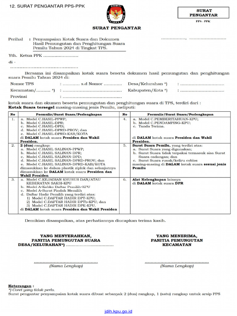 Surat Pengantar PPS-PPK | PDF