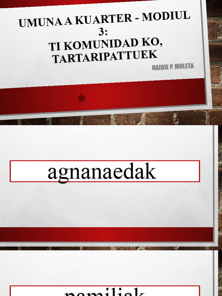 Umuna A Kuarter - M Odiul 3: Ti Komunidad Ko, Tartaripattuek | PDF