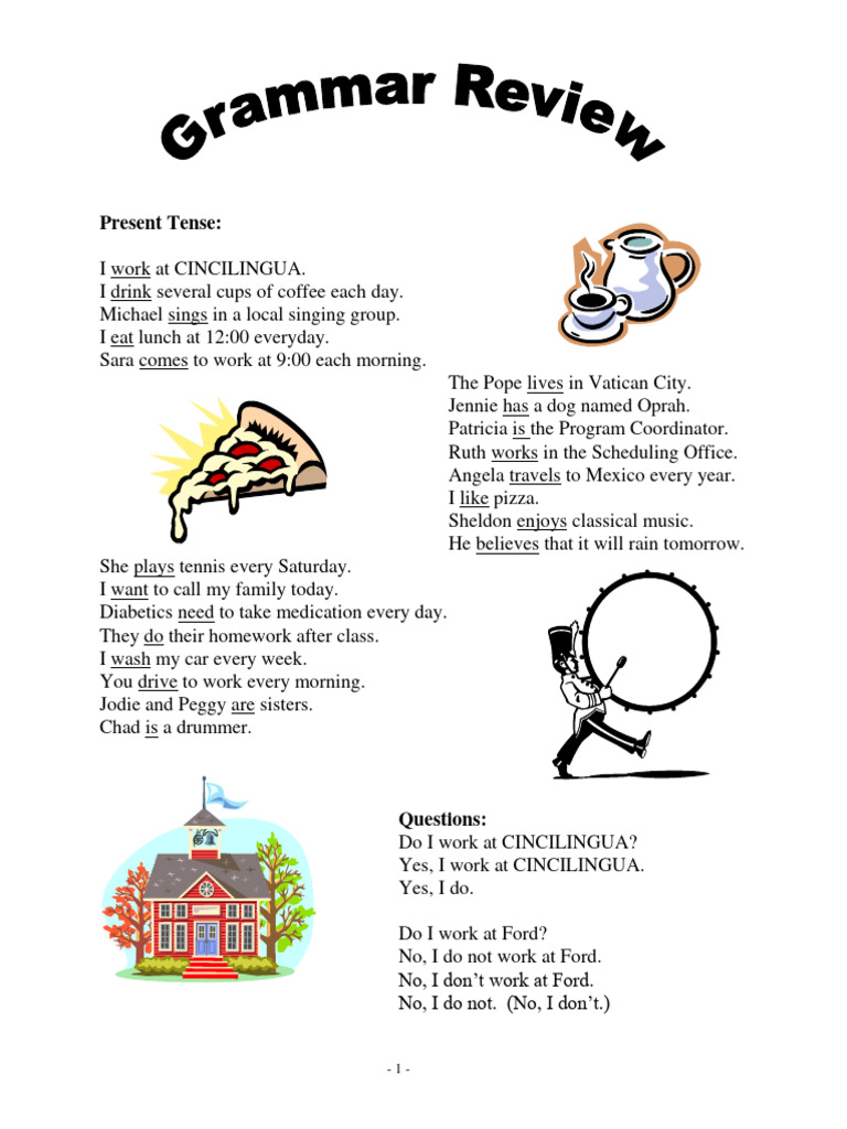 Grammar Review 1 | Download Free PDF | Grammatical Tense