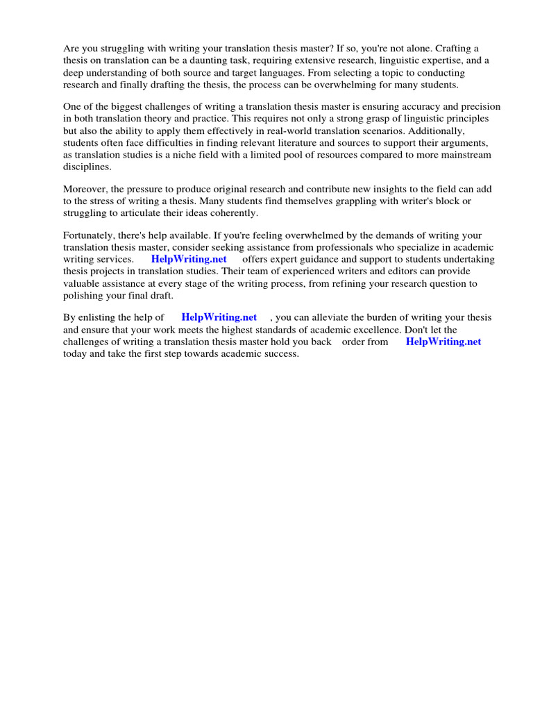 Translation Thesis Master | PDF