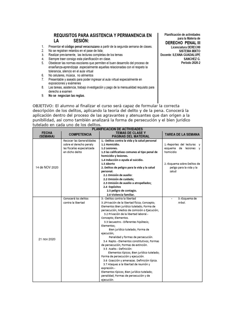Penal Iii Sillabus | PDF | Evaluación | Derecho penal