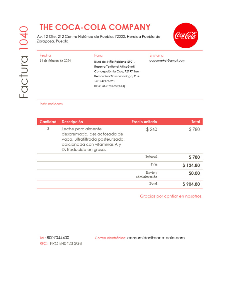 Factura Coca Cola | PDF