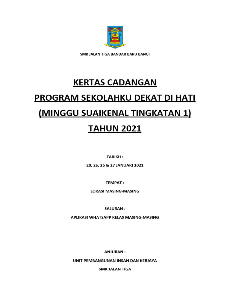 Kertas Kerja Orientasi Tingkatan 1 | PDF