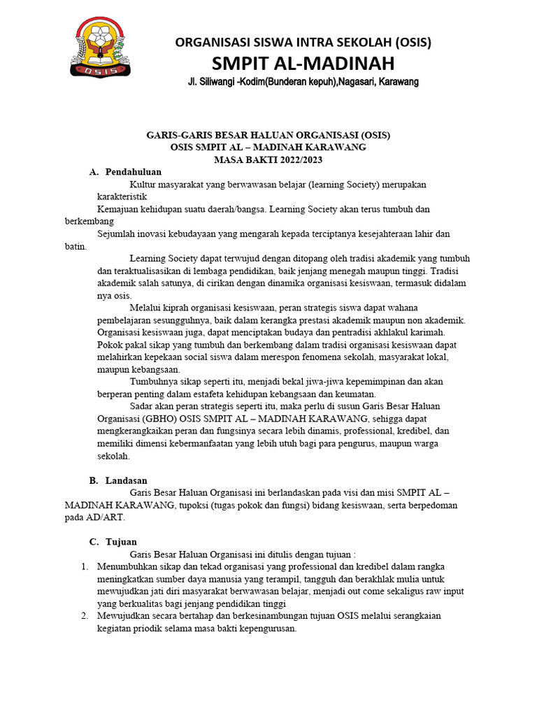 GBHO OSIS SMPIT AL-MADINAH 2022/2023 | PDF