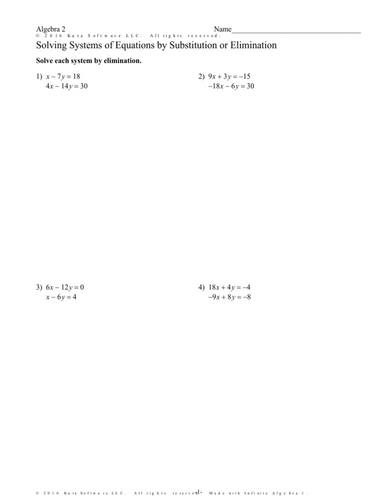 Solving Systems of Equations by Substitution or Elimination | PDF ...
