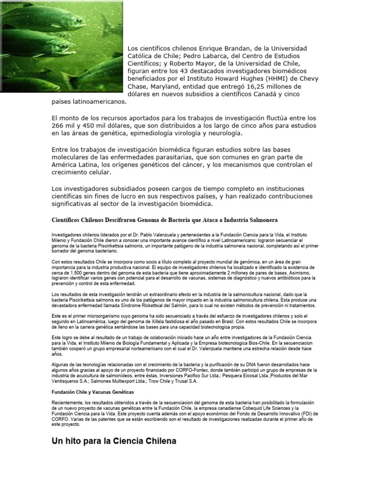 Cientificos Chilenos Pdf Sistema Inmune Secuenciación Del Genoma