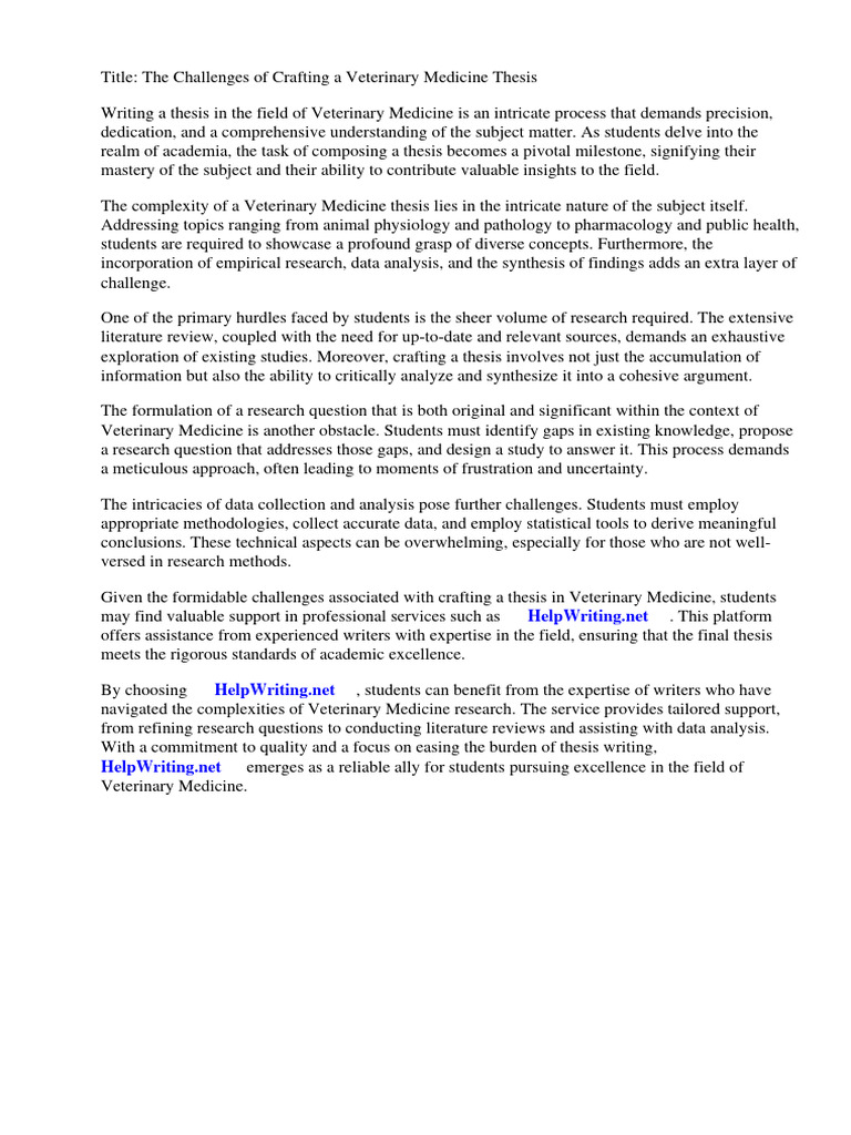 Thesis Veterinary Medicine PDF | PDF | Veterinary Medicine | Medicine