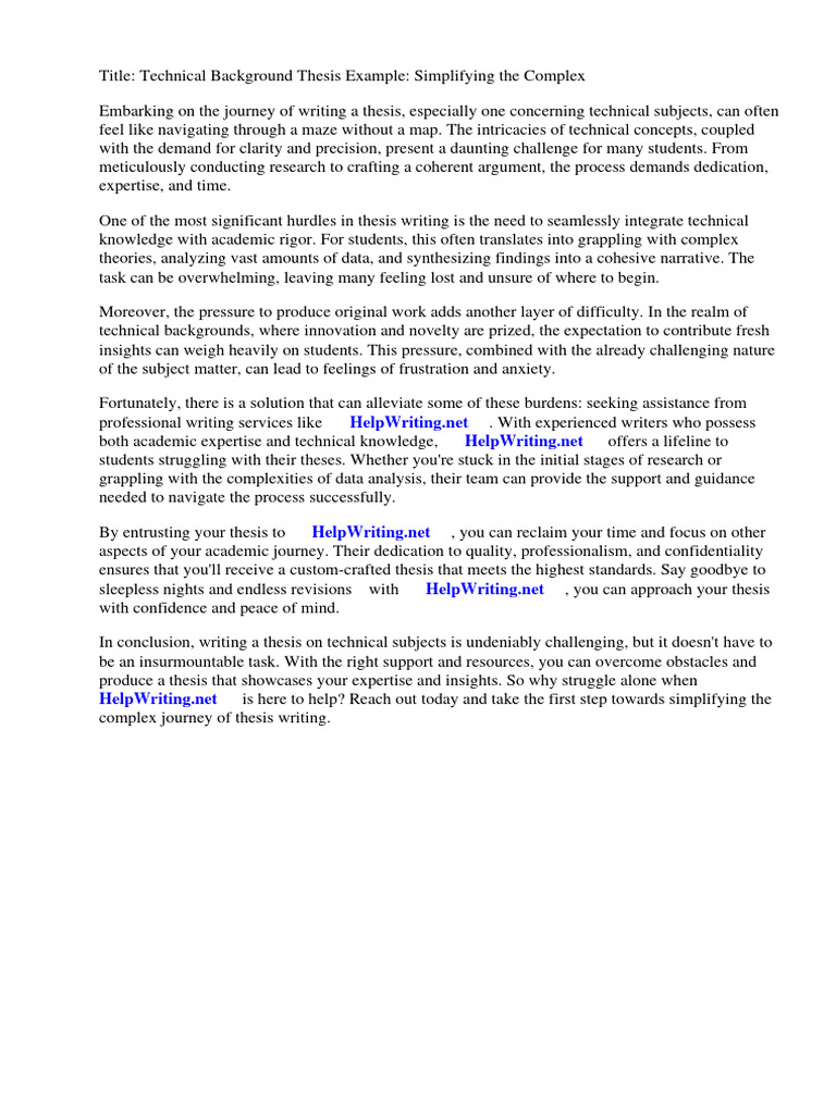 Technical Background Thesis Example | PDF
