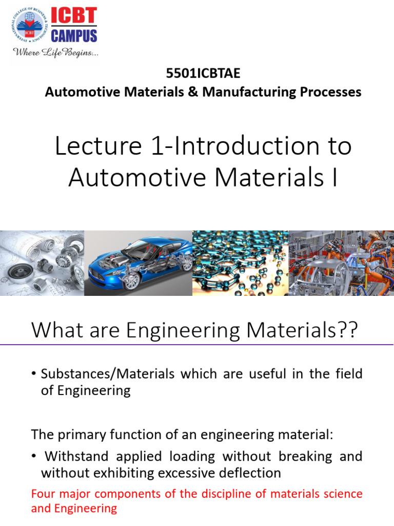 Lecture 1-Introduction To Automotive Materials | PDF