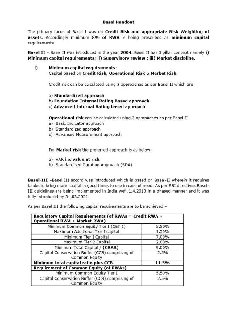 Capital Adequacy, BASEL, Risk Management | PDF | Basel Ii | Capital ...
