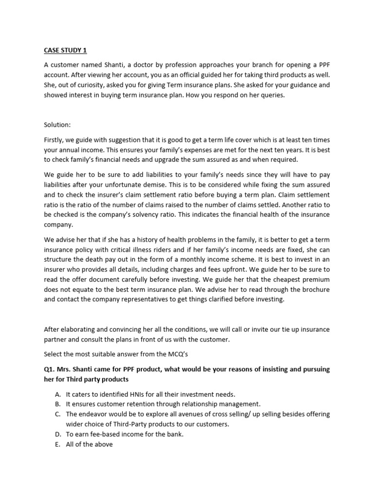 Case Studies On Customer Service 30102023 Part 2 | PDF | Insurance | Banks