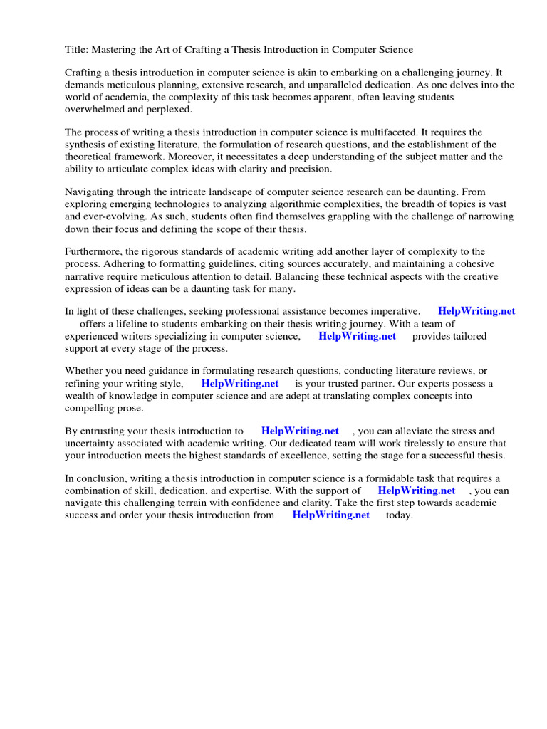 Sample Thesis Introduction Computer Science | PDF | Thesis | Doctor Of ...