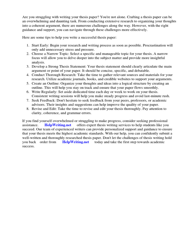 Tips For Writing A Thesis Paper | PDF | Thesis | Essays