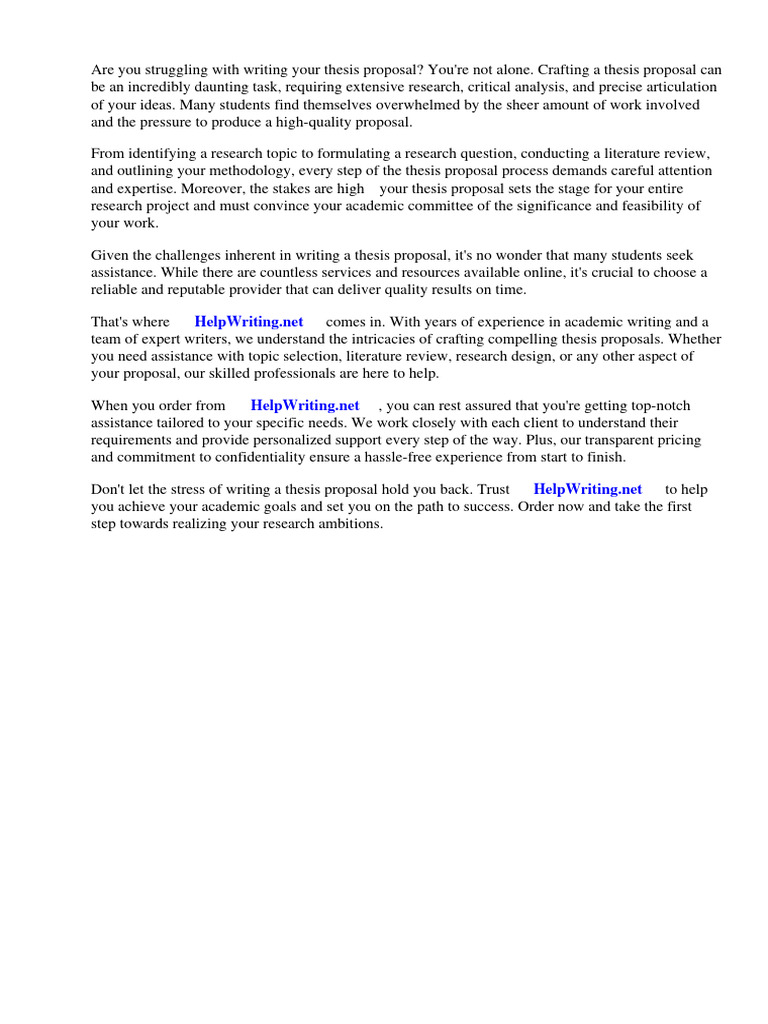 Writing A Thesis Proposal Video | PDF