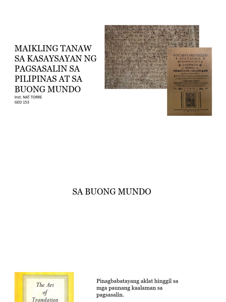 1 Kasaysayan NG Pagsasalin | PDF