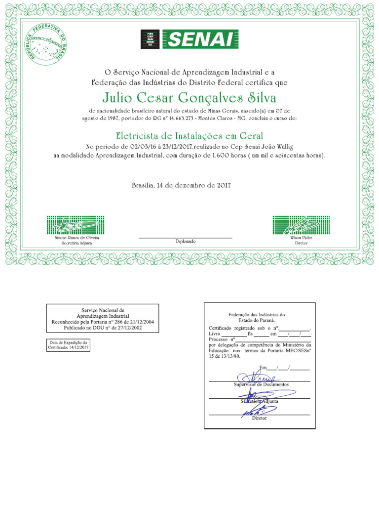 Certificado SENAI | PDF