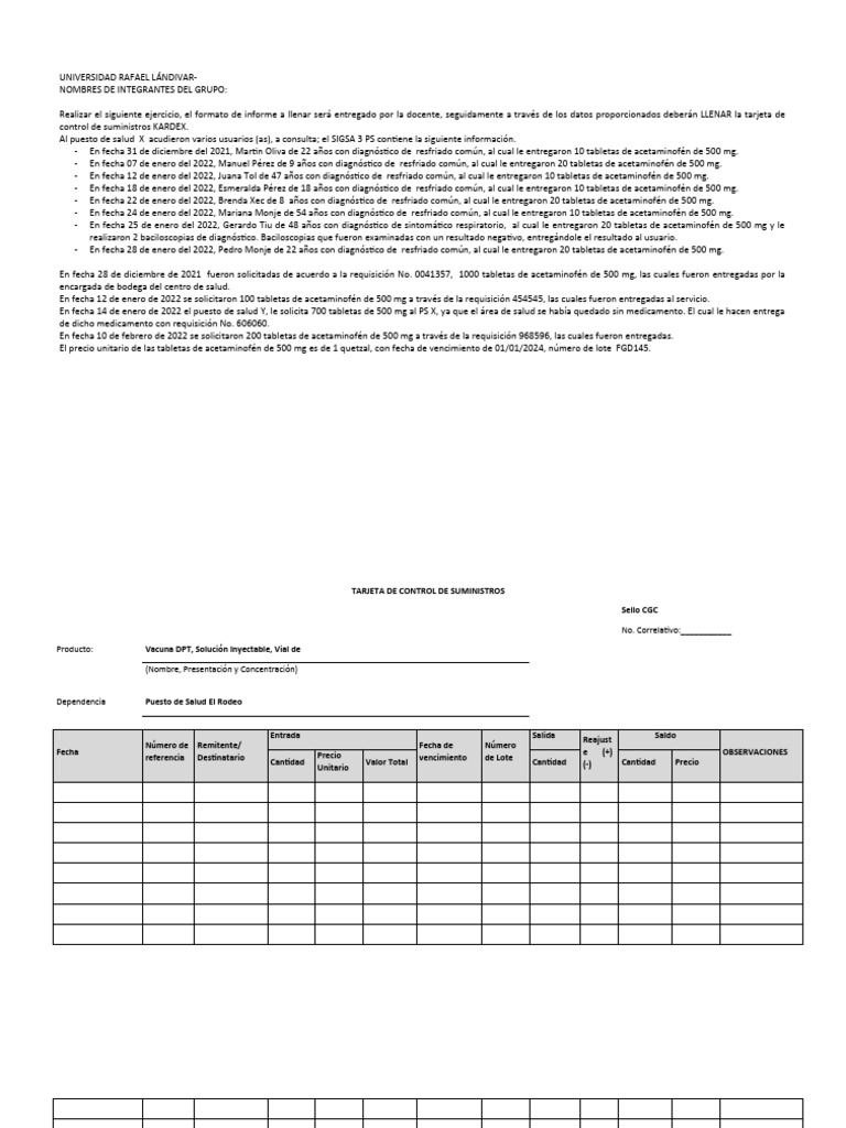 Ejercicio de Kardex | PDF