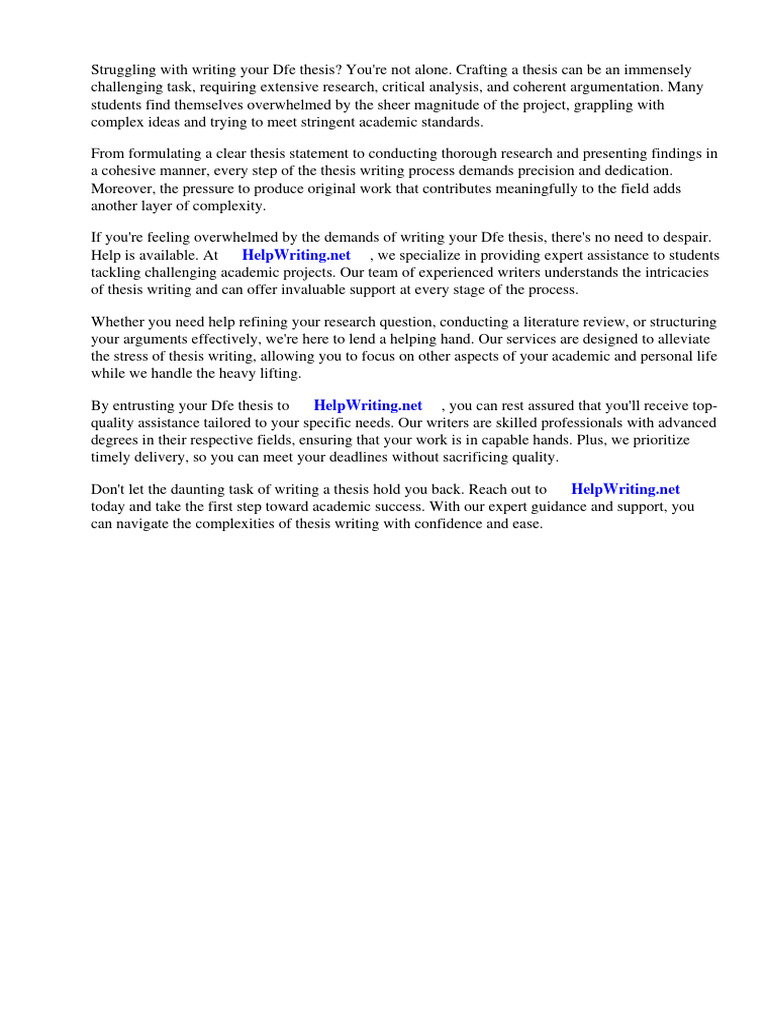 Dfe Thesis | PDF | Career & Growth