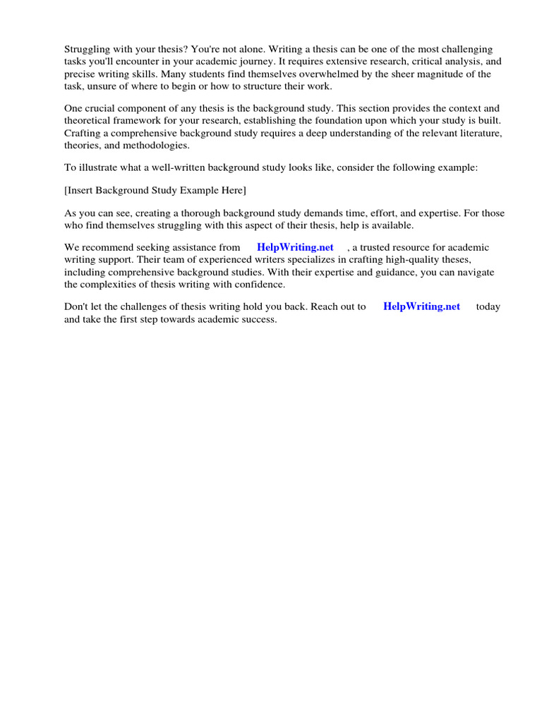 Background Study Thesis Example | PDF